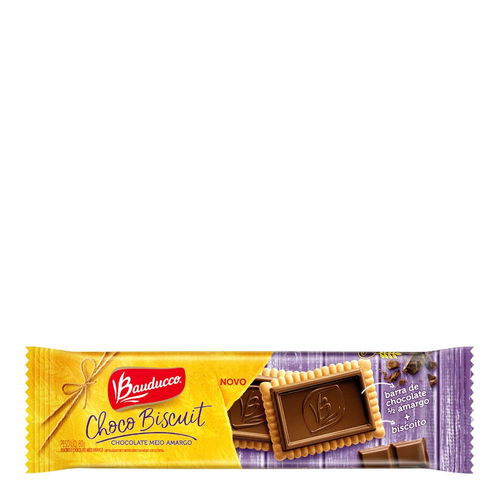 Choco Biscuit Meio Amargo Bauducco 80G | Natural da Terra