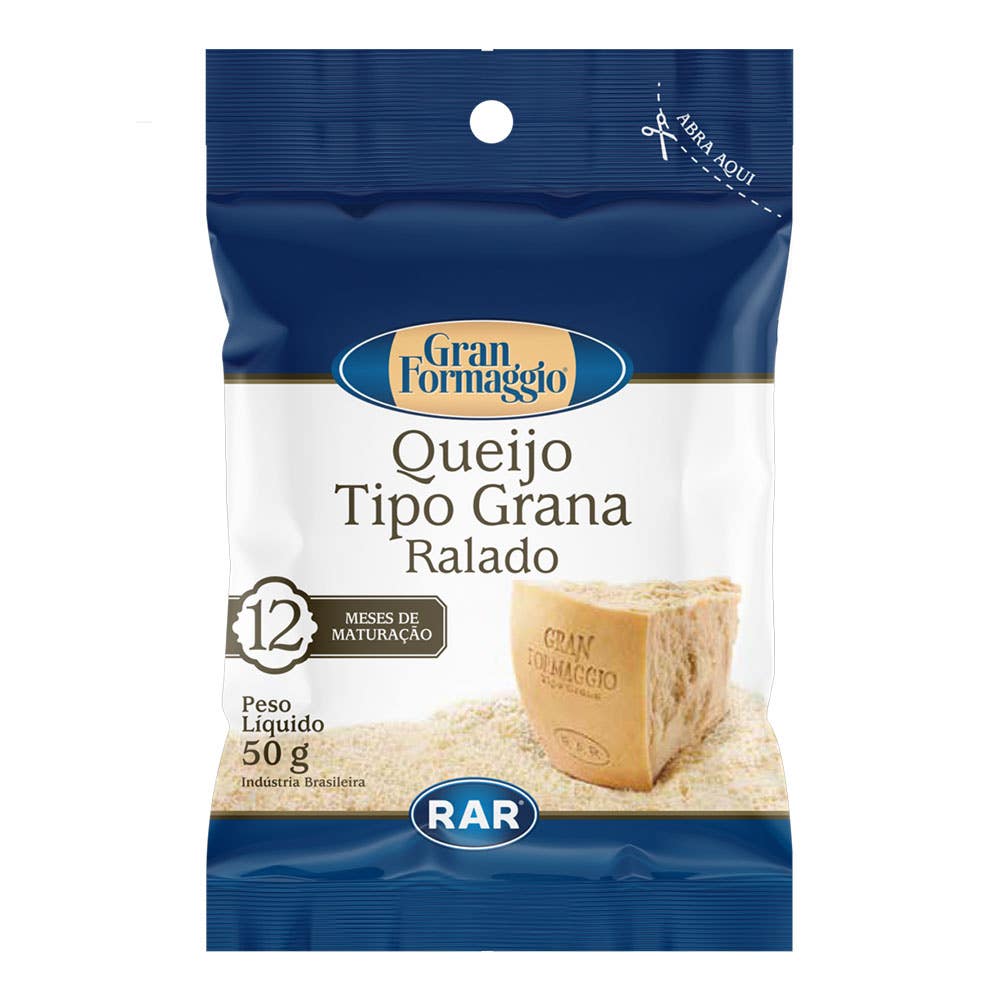 Queijo Tipo Grana Ralado Gran Formaggio Pacote 50G | Natural da Terra